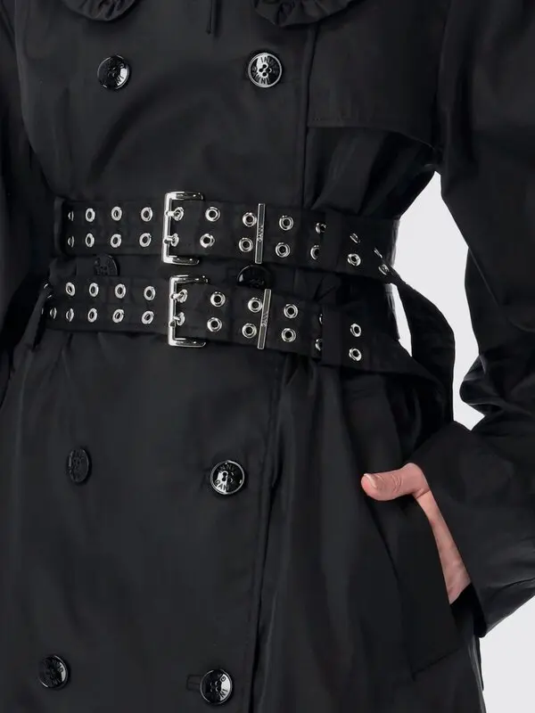 GANNI Double Breasted Trench Coat With Double Belt