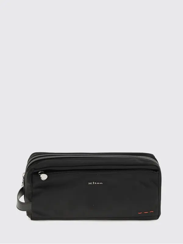 Kiton Nylon Travel Beauty Case With Leather Handle