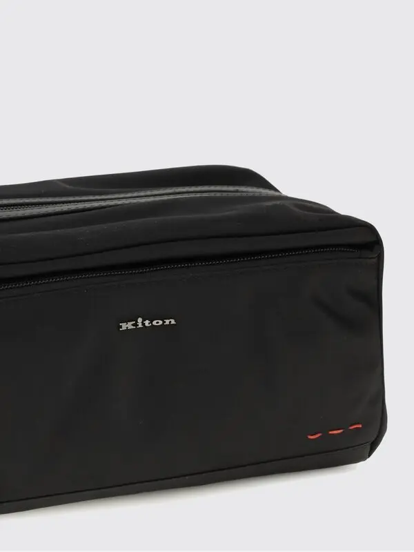 Kiton Nylon Travel Beauty Case With Leather Handle