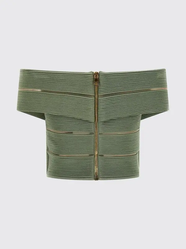 Balmain Jersey Cropped Top - Green