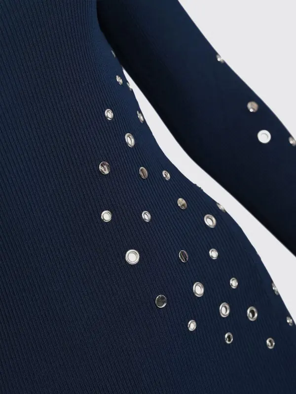 Patrizia Pepe Long Sleeve Mini Dress With Metal Eyelets