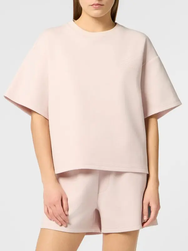 PLEIN SPORT Crewneck Cotton T-shirt With Logo Detail - Fuchsia