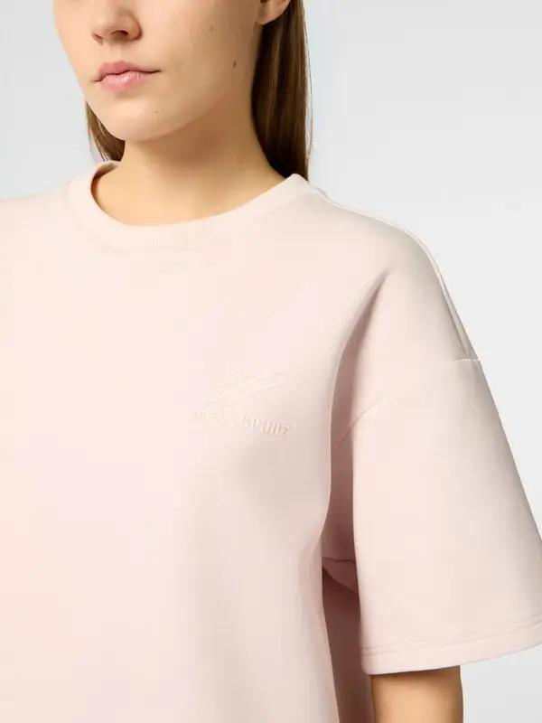 PLEIN SPORT Crewneck Cotton T-shirt With Logo Detail - Fuchsia