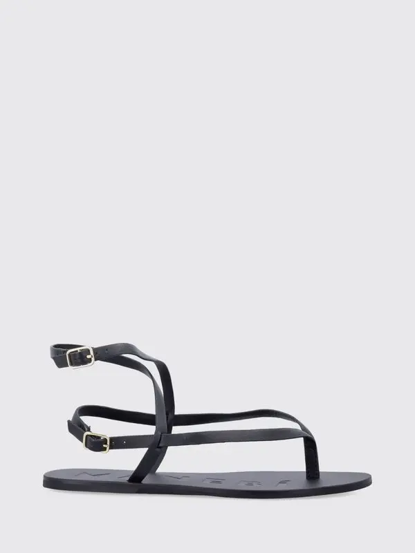 Manebí Low-heeled Smooth Leather Thong Sandals With An Ankle Strap