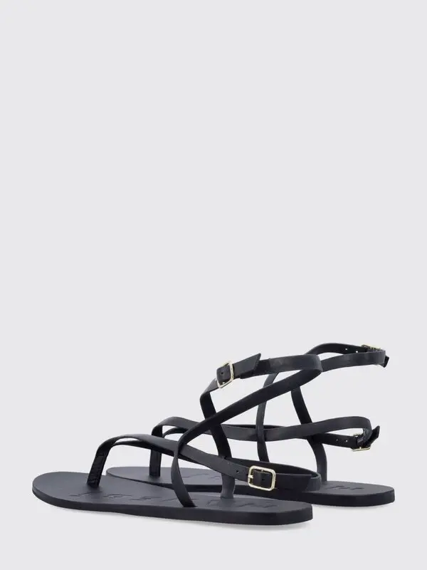 Manebí Low-heeled Smooth Leather Thong Sandals With An Ankle Strap