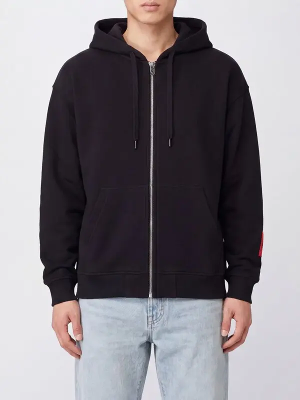 DIESEL® Full Zip Hoodie With Graphic Detail - Black