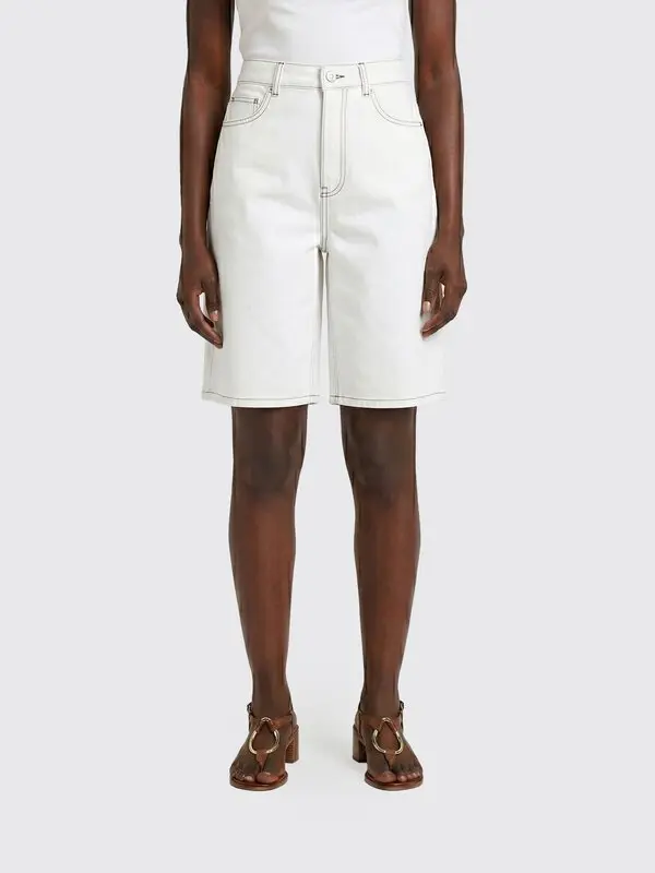 HERSKIND Cotton Denim Shorts - White