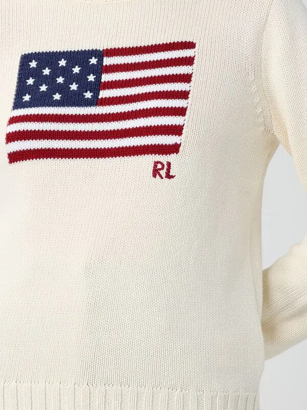 Polo Ralph Lauren Cream Jumper With American Flag Motif