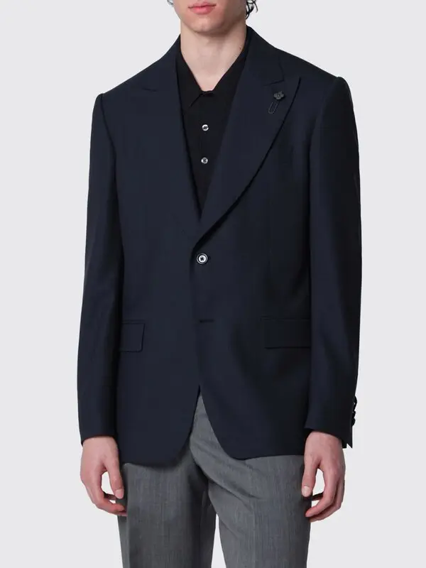 LARDINI Single-breasted Blazer In Pure Virgin Wool With Classic Lapels