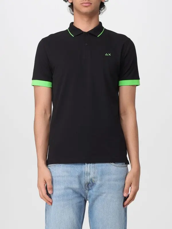 SUN 68 Cotton Polo Shirt - Black