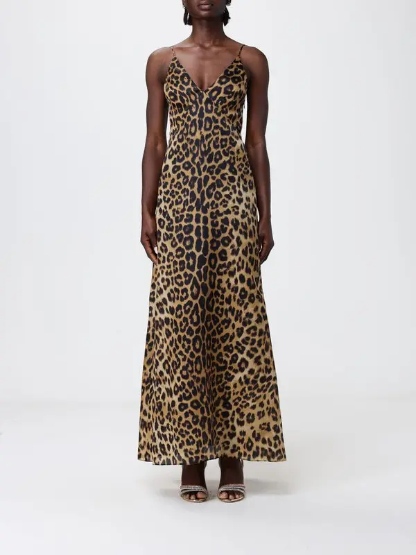 Alberta Ferretti Animal Print Silk Long Dress