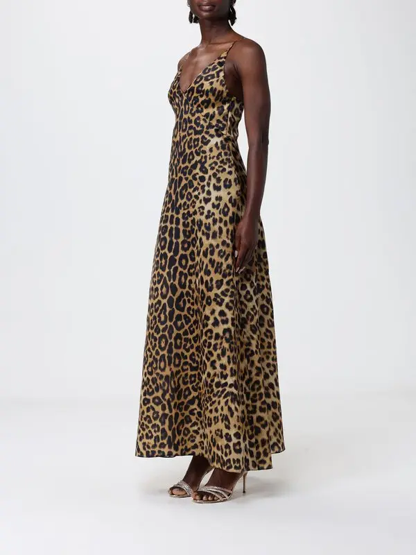 Alberta Ferretti Animal Print Silk Long Dress