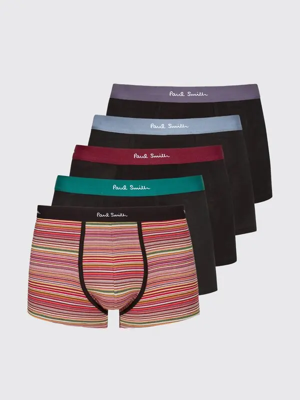 Paul Smith Set Of 5 Striped Cotton Boxers - Black