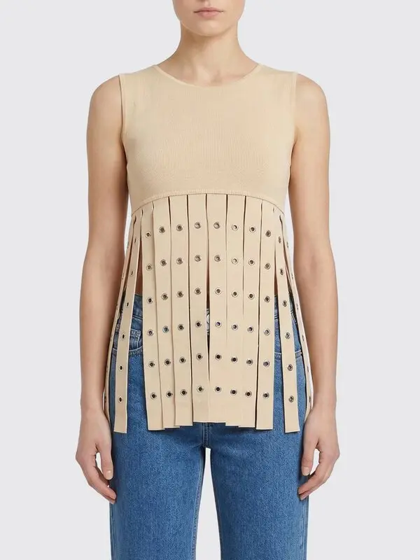 Patrizia Pepe Fringed Cotton Blend Top