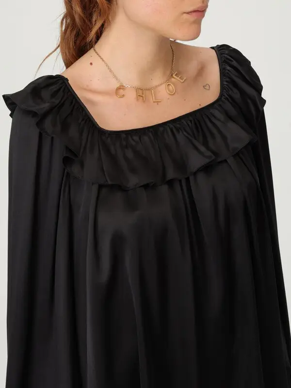 Chloé Brass Necklace With Logo Charm