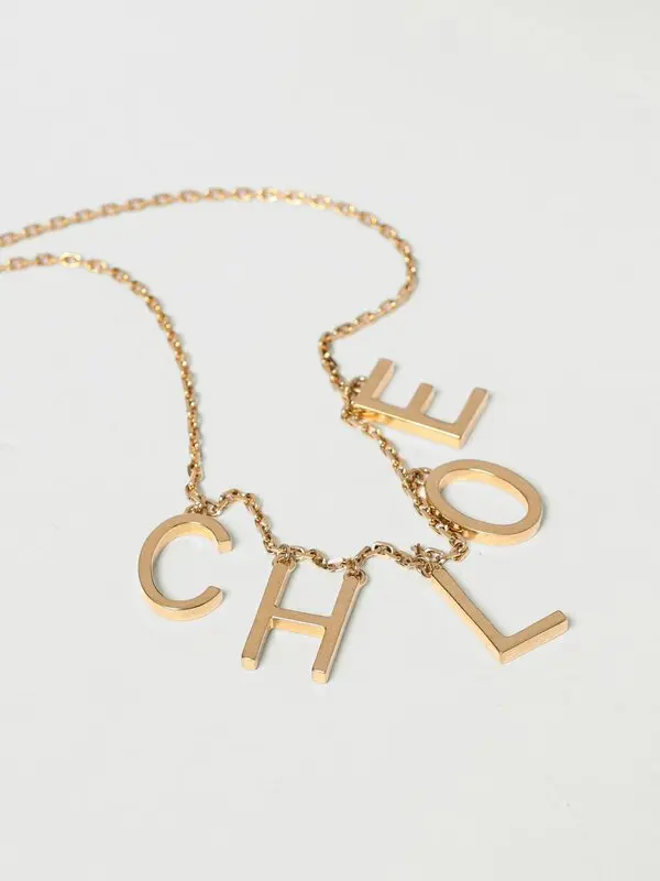 Chloé Brass Necklace With Logo Charm