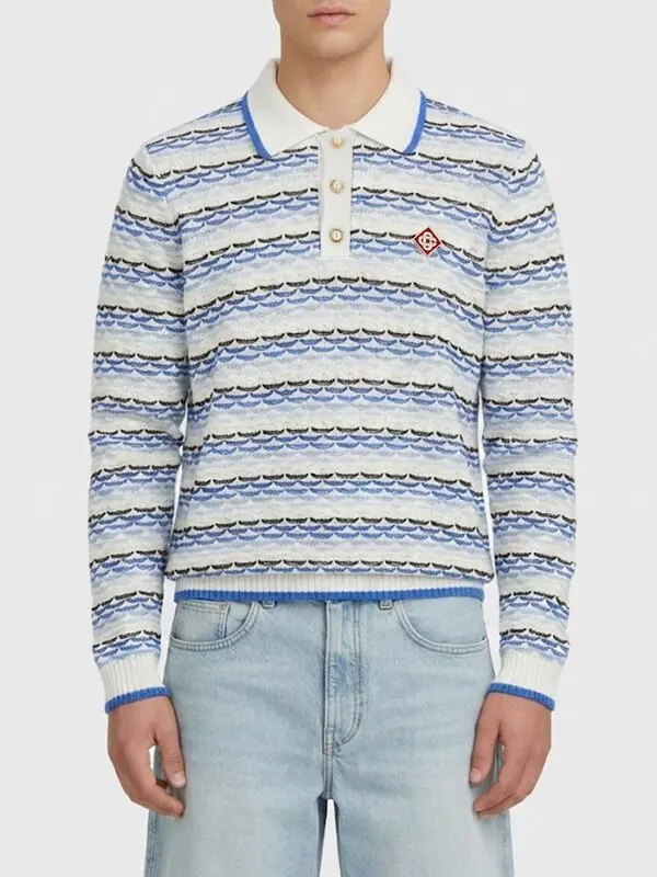 Casablanca Striped Cotton Polo Shirt