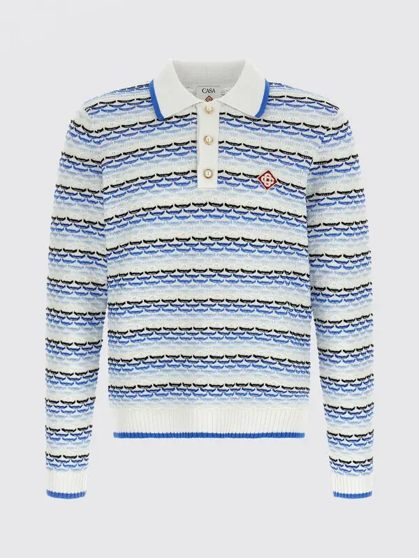Casablanca Striped Cotton Polo Shirt