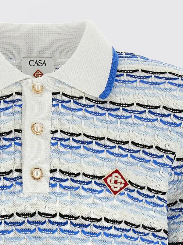 Casablanca Striped Cotton Polo Shirt