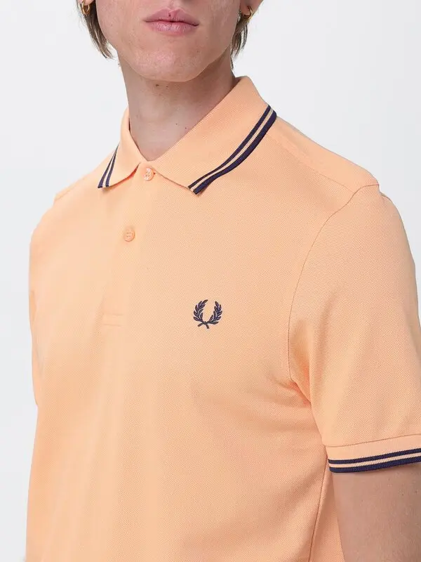 Fred Perry Cotton Polo Shirt With Logo - Peach