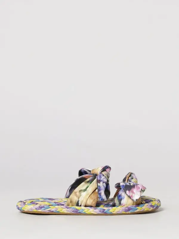 Zimmermann Canvas And Woven Raffia Mules With Bows