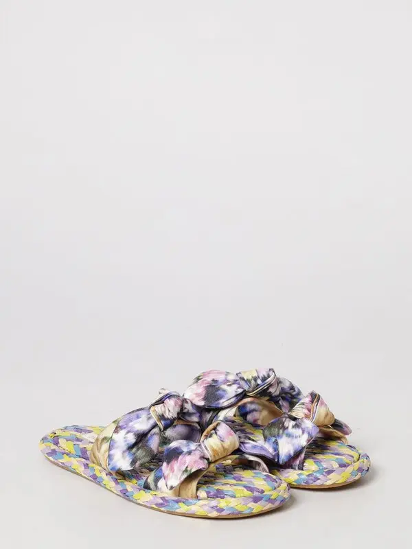 Zimmermann Canvas And Woven Raffia Mules With Bows