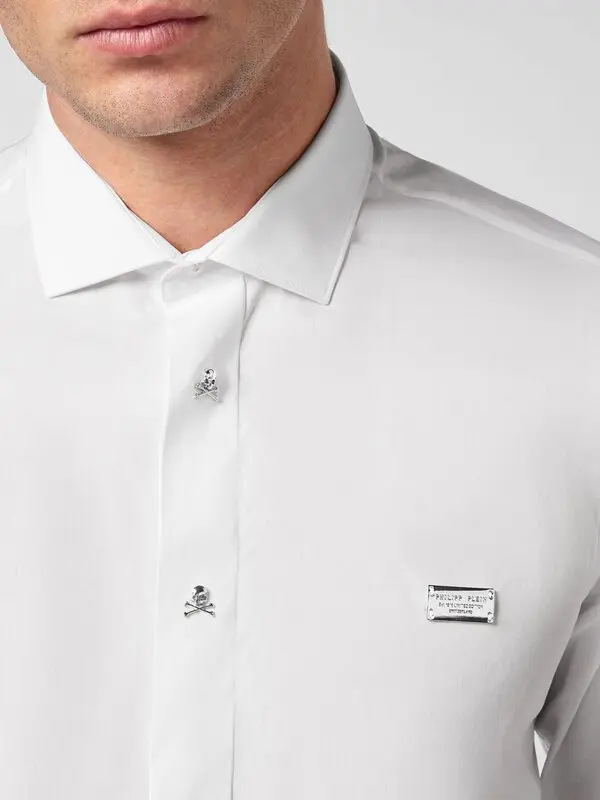 Philipp Plein Classic Cotton Poplin Shirt - White