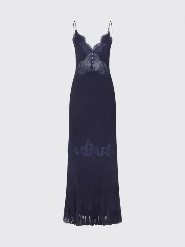 SELF-PORTRAIT Long Georgette And Lace Slip Dress