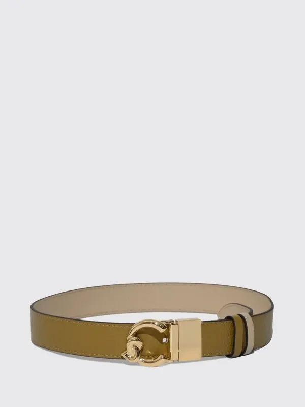 COCCINELLE C-me Reversible Hammered Leather Belt - Green