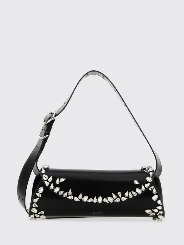 JIL SANDER Cannolo Leather Bag With Applied Rhinestones
