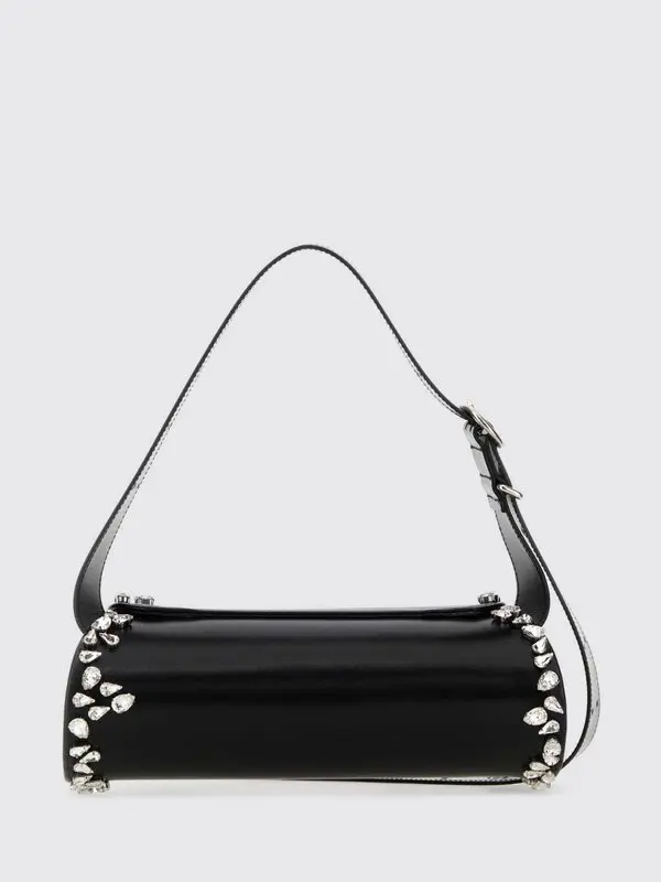 JIL SANDER Cannolo Leather Bag With Applied Rhinestones