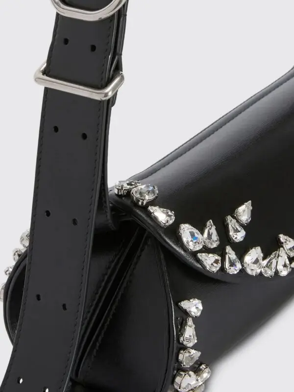 JIL SANDER Cannolo Leather Bag With Applied Rhinestones