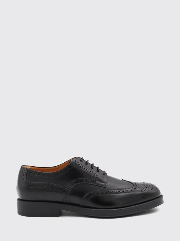 TOD'S Smooth Leather Derby Shoes With Wingtip Brogue Detailing And T Timeless Logo - Black