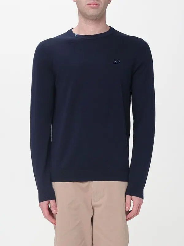SUN 68 Cotton Crew Neck Pullover - Navy