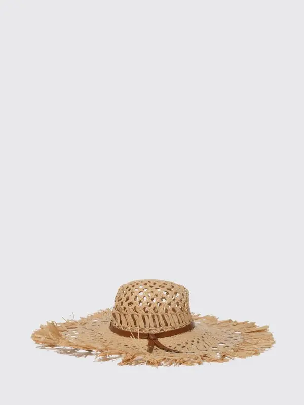 COCCINELLE Raffia Hat With Fringed Edges