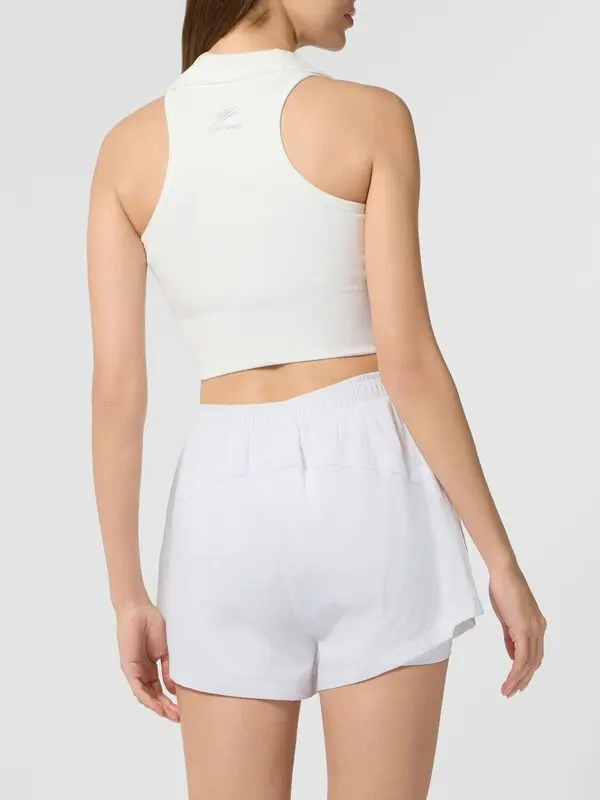 PLEIN SPORT Cropped Top With Classic Collar - White