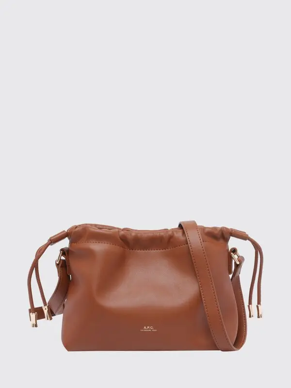 A.p.c. Mini Synthetic Leather Crossbody Bag With Drawstring Closure - Brown