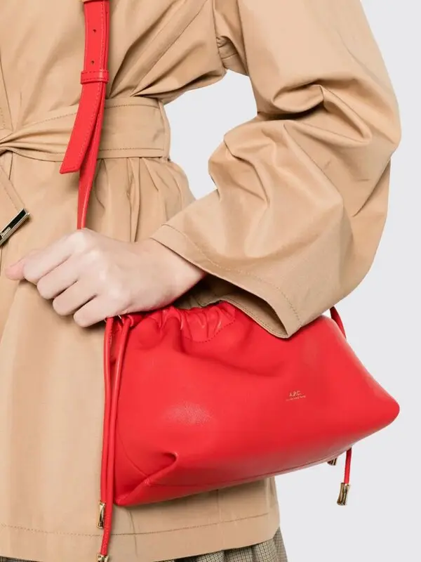 A.p.c. Ninon Mini Synthetic Leather Crossbody Bag With Drawstring Closure - Red