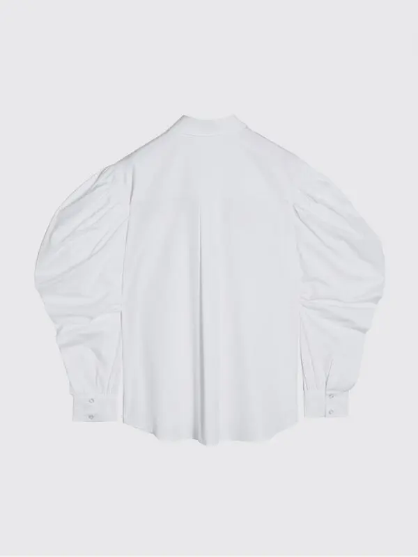 Simone Rocha Cotton Poplin Shirt With Balloon Sleeves And Beaded Embellishments
