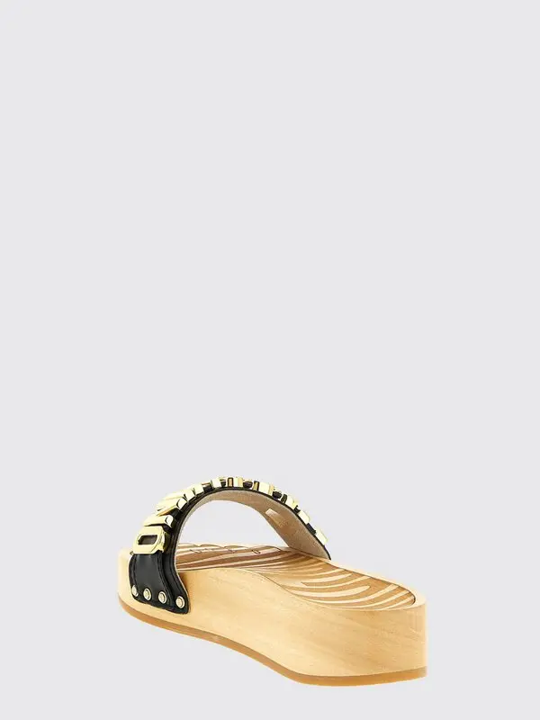 Moschino Leather And Wood Mules
