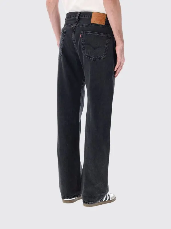 LEVI'S Straight Fit Cotton Denim Jeans With Worn Effect - Black