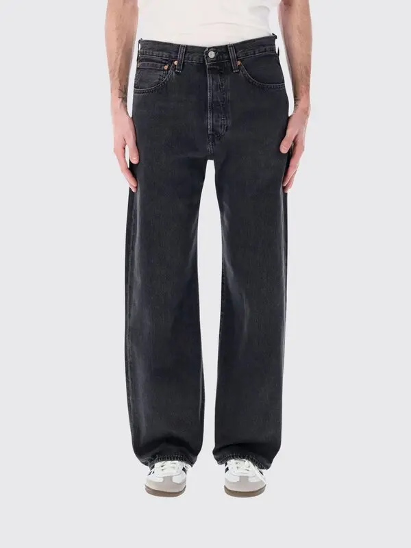 LEVI'S Straight Fit Cotton Denim Jeans With Worn Effect - Black