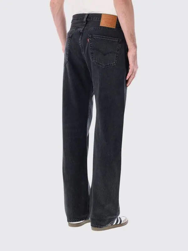 LEVI'S Straight Fit Cotton Denim Jeans With Worn Effect - Black