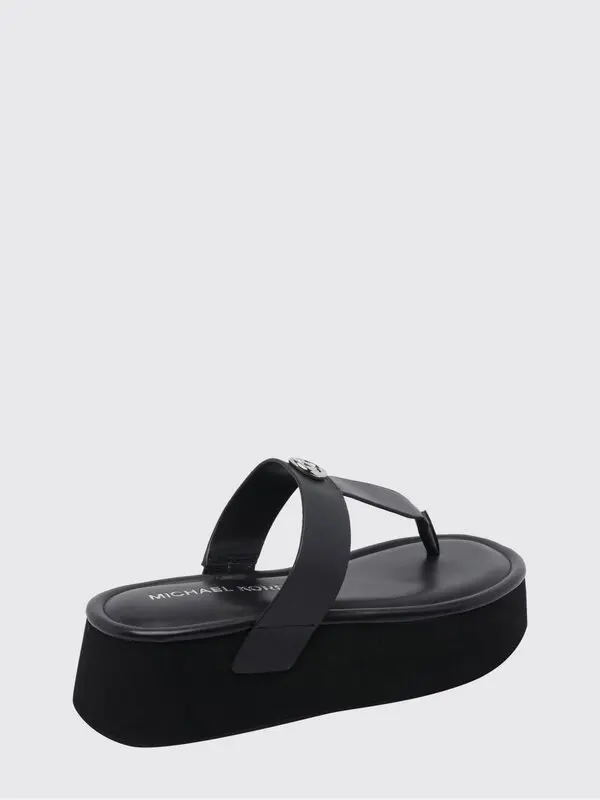 Michael Kors Koya Saffiano Coated Cotton And Leather Platform Thong Sandals