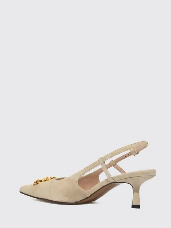 COCCINELLE Suede Slingback Pumps With Adjustable Strap - Beige