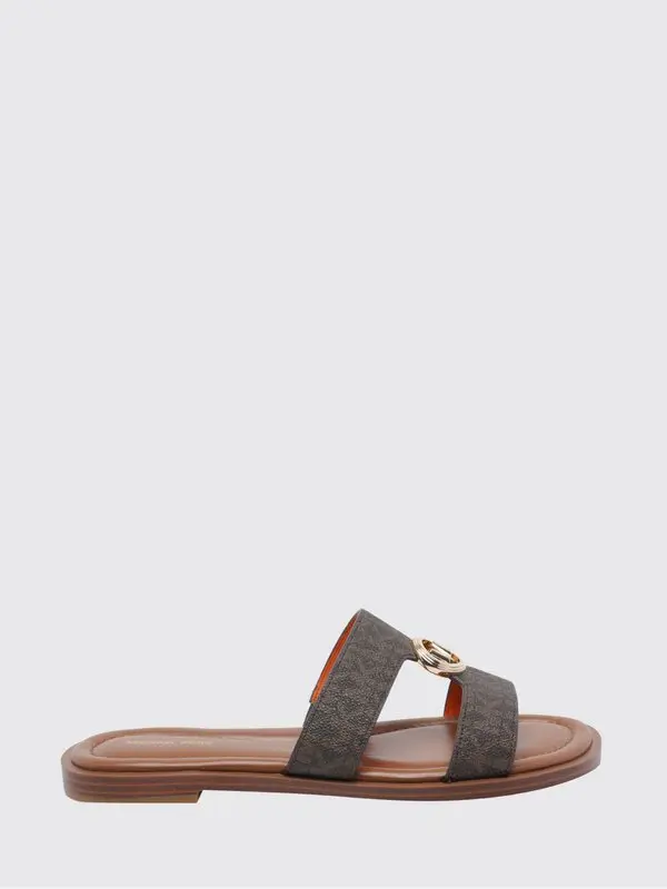 Michael Kors Ering Coated Cotton Slippers With All Over Mk Monogram - Brown