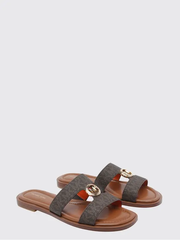 Michael Kors Ering Coated Cotton Slippers With All Over Mk Monogram