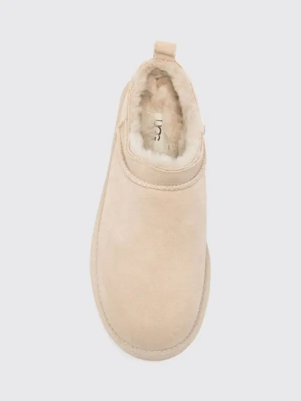 UGG Sheepskin Lined Slip-on Shoes - Beige