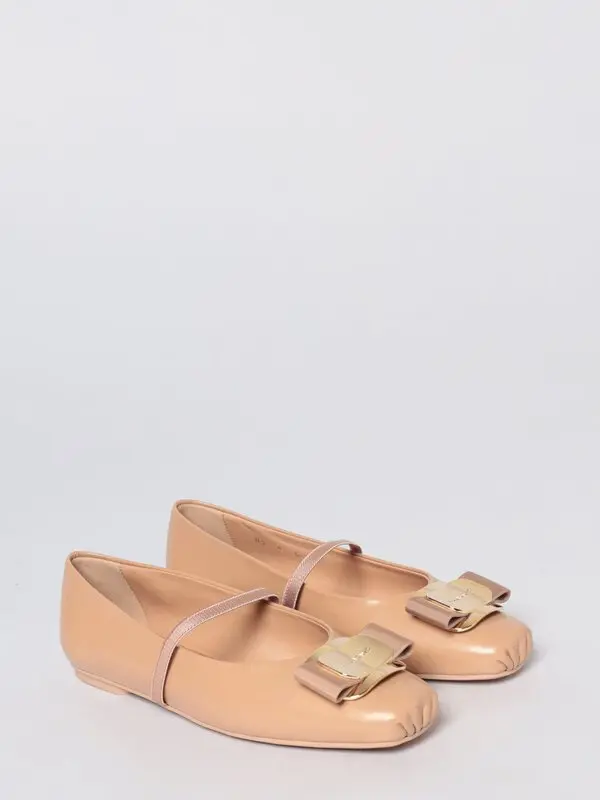 FERRAGAMO Vara Flat Ballerinas - Beige