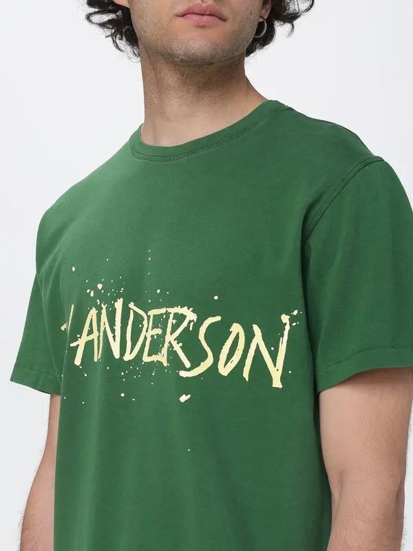JW Anderson Cotton Crew Neck T-shirt With Logo - Green